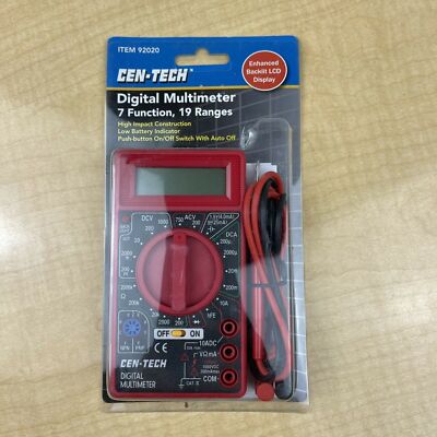 Cen-Tech 7 Function Digital Multimeter 19 Ranges, Backlit LCD, | eBay
