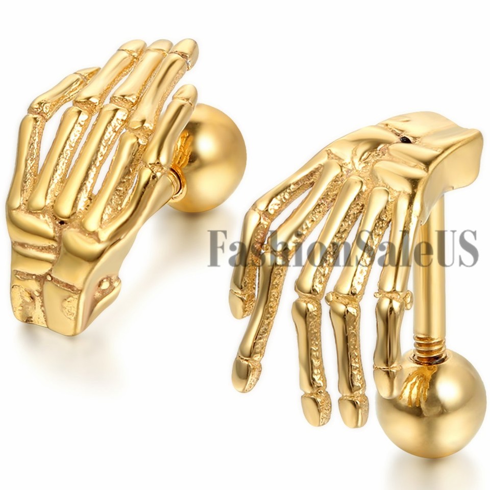 Men's Womens Punk Rock Stainless Steel Unique Claws Lip Ear Studs Charm ...