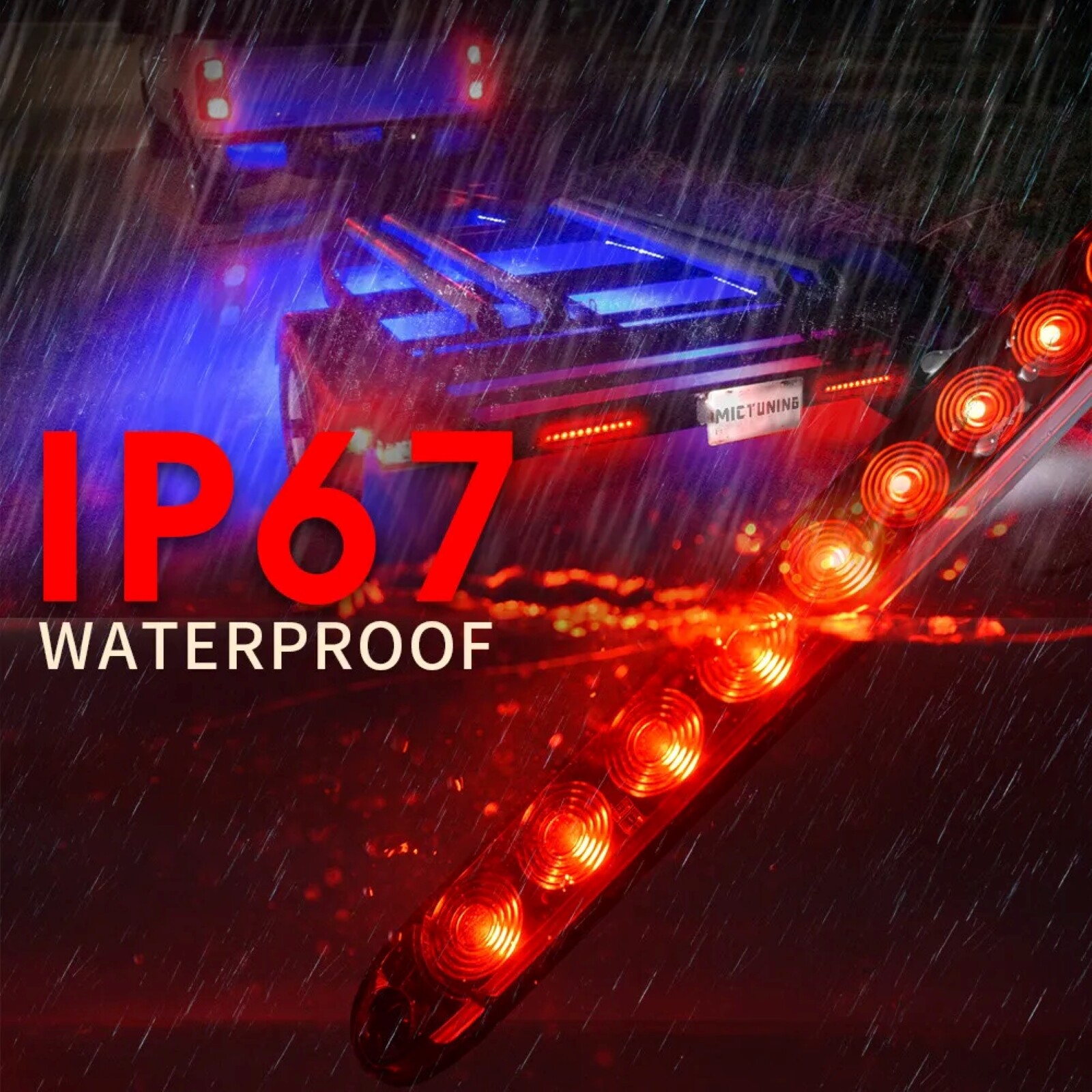 2PCS 16" 11 LED Red Truck Trailer Light Bar Stop Turn Tail Brake Light ...