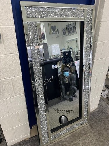 Extra Large 160x80 crushed diamond wall mirror, large leaning sparkle ...