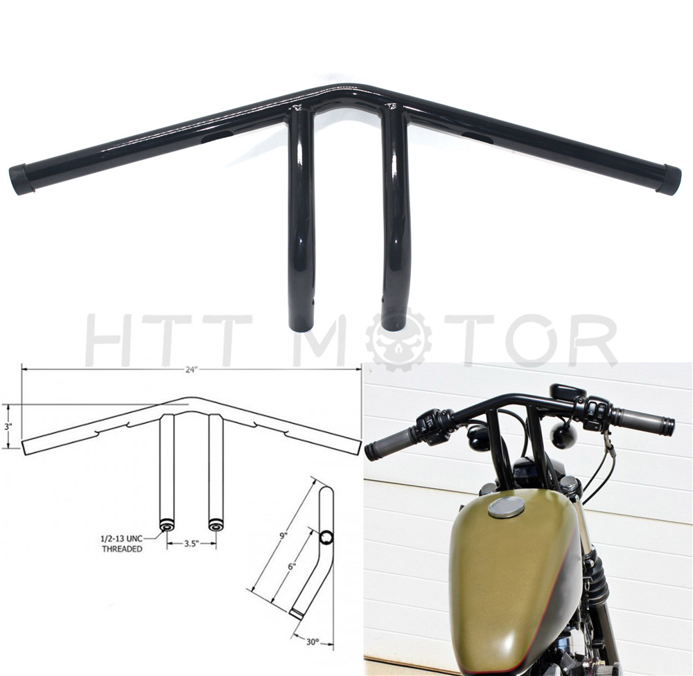 Harley Handlebars Black Motorcycle Storehouse Buckhorn Handlebar 1"