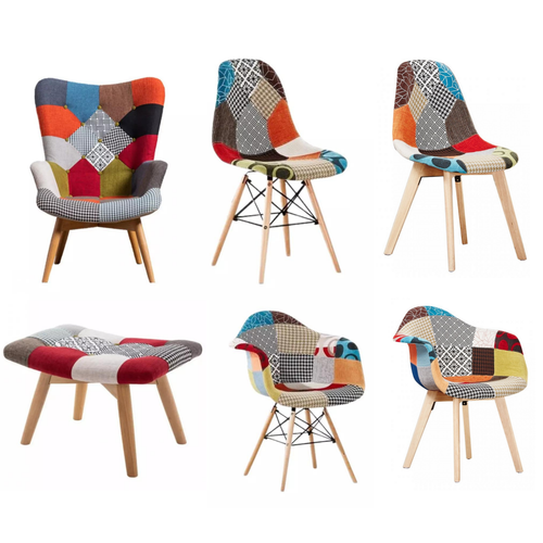 Vintage-Inspired Ergonomic Patchwork Dining Chair | Retro Modern Design | Unique | eBay UK
