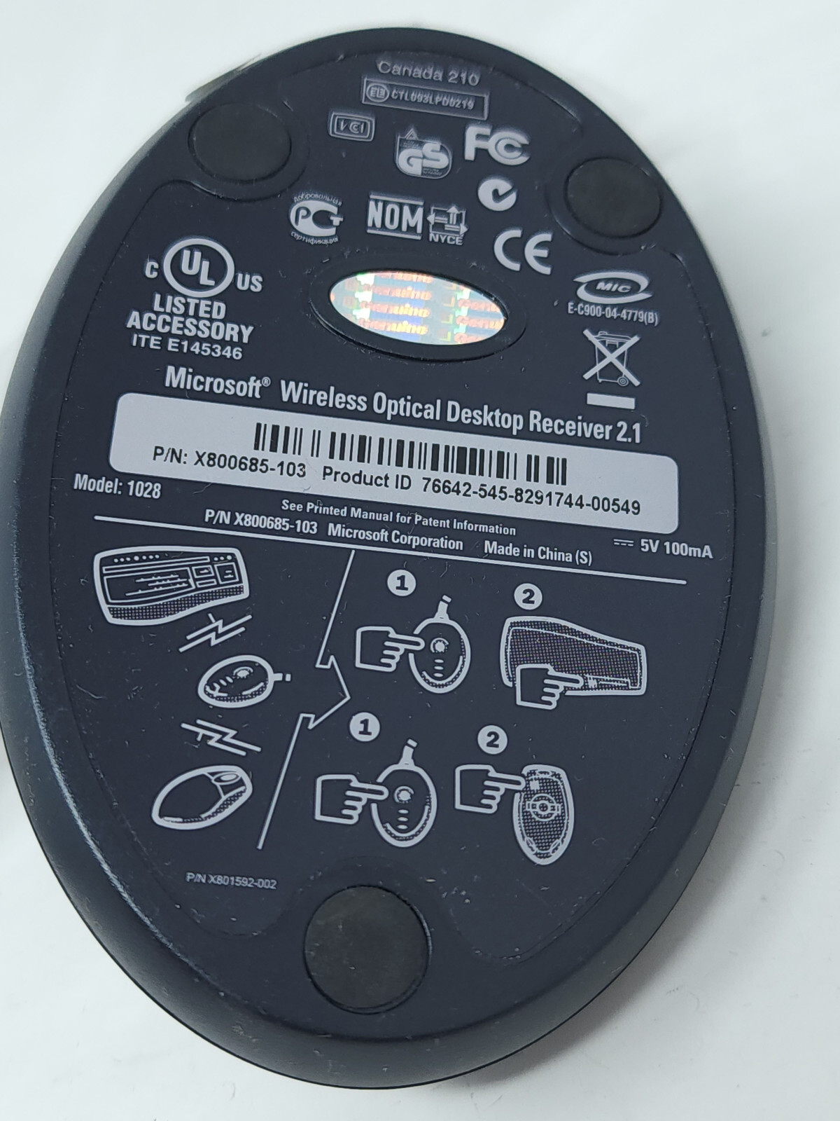 Microsoft 1028 USB Wireless Optical Desktop Receiver 2.1 With 2 Mice ...