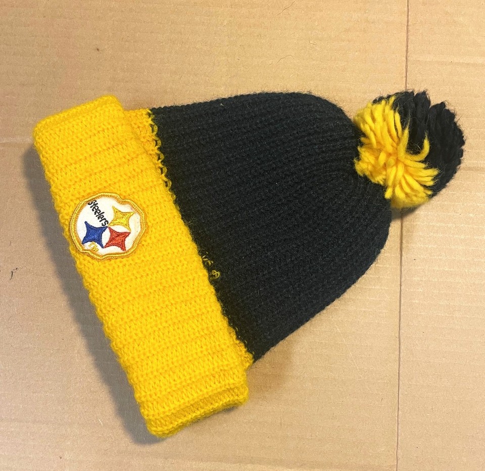 Vintage Pittsburgh Steelers Winter Knit Hat Cap w/ Pom | eBay