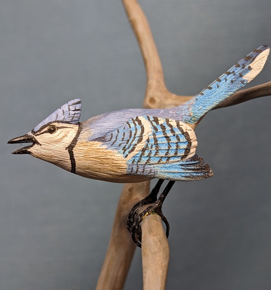 Manfred Scheel Hand Carved Turkey & Blue Jay on Wooden Base | eBay