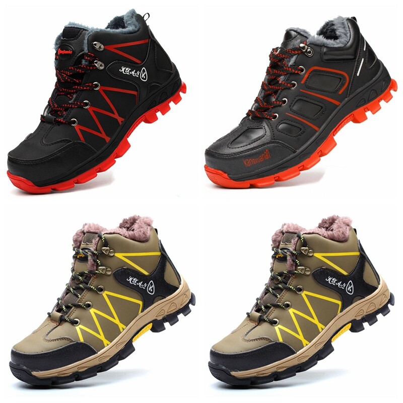Men Women Work Boots Winter Fur Lined Safety Sneakers Steel Toe Cap ...