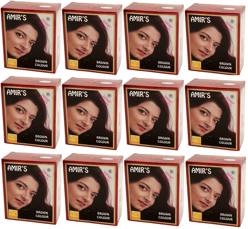 12 Packs Amir's Brown Henna Powder 720g (72 Pouches)- Herbal Natural ...