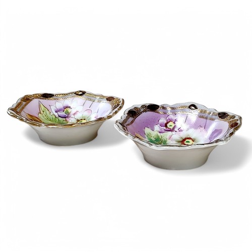 Vintage Lusterware Hand Painted Porcelain Salt Cellar Egg Cup Set of 2 ...