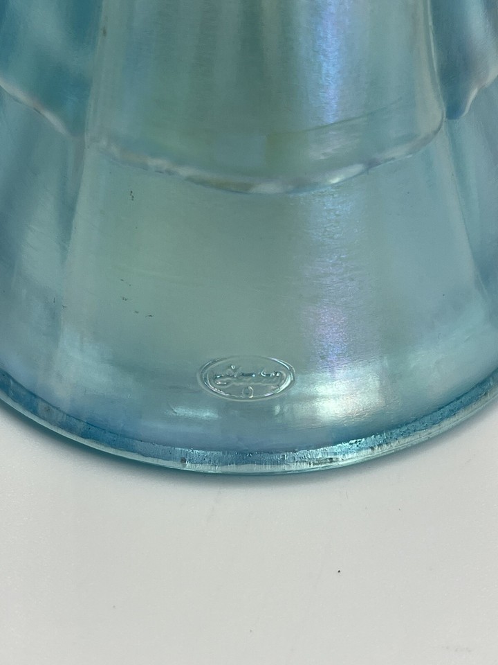 Fenton Glass ANGEL Hand Painted Iridescent Light Ice Blue FAITH 6" VTG ...