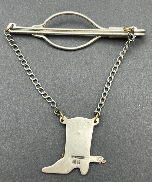 VTG 40's Western Cowboy Boot Tie Bar Clasp 10K Sterling Silver With ...