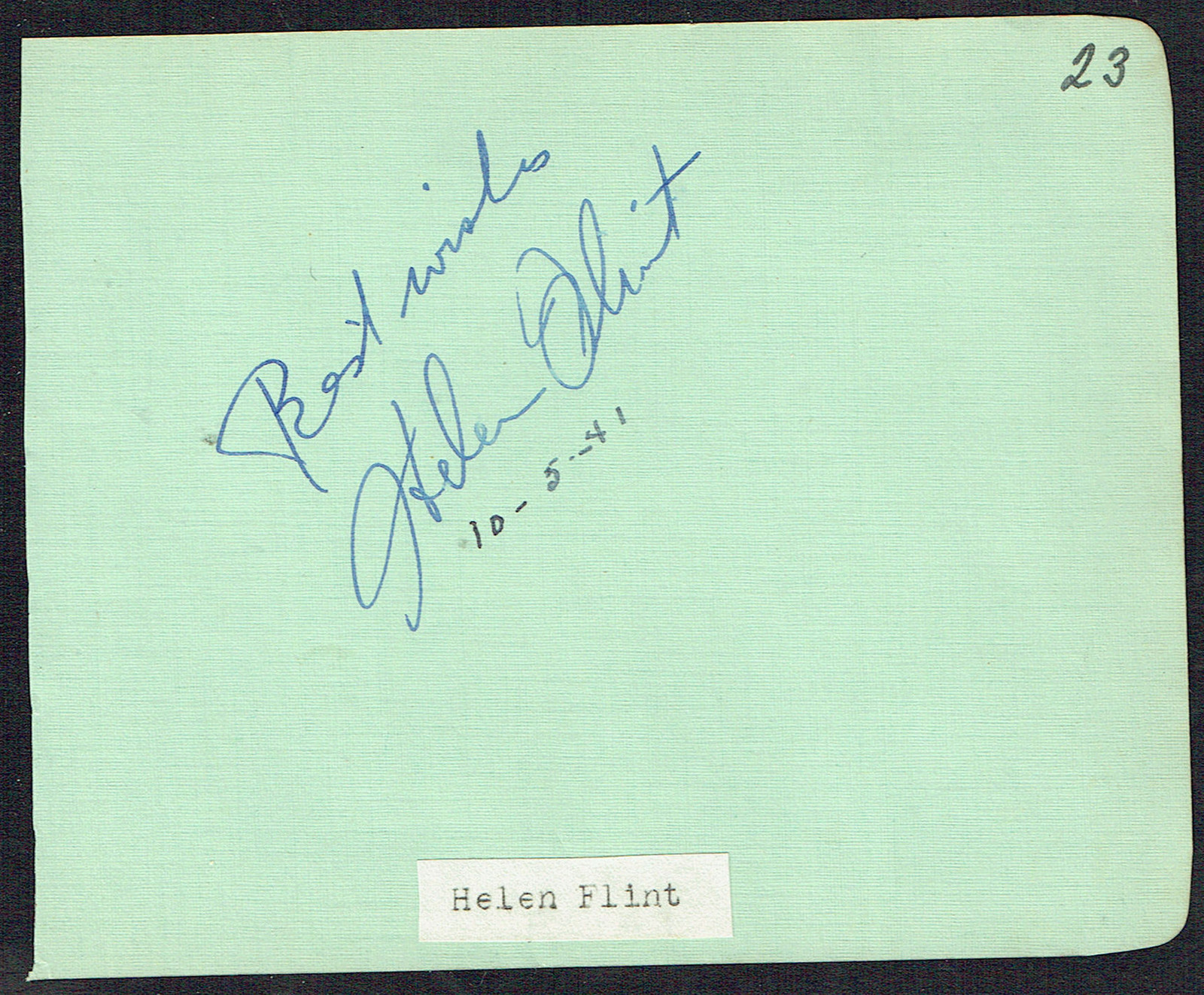 Helen Flint (d 1967) signed autograph 4x5 Album Page Actress Black ...