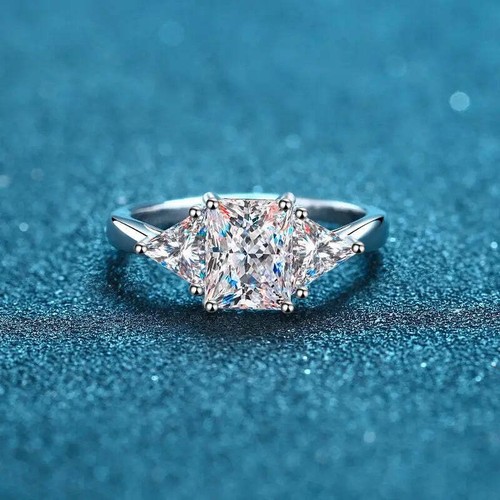 3CT Radiant Cut GRA Certified Moissanite Engagement Ring 18K Gold ...