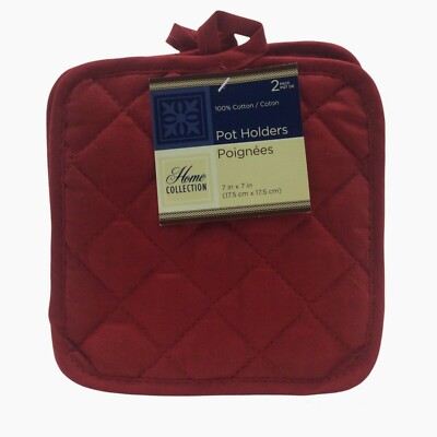 Home Collection Pot Holders Red Set-2 100% Cotton 7x7in 2192-432 | eBay
