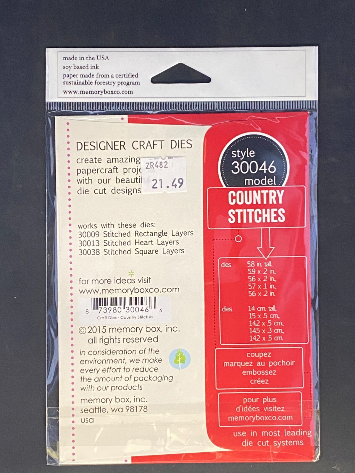 Memory Box Craft Dies Metal Cut Stencil Emboss Steel for Crafts Made in ...