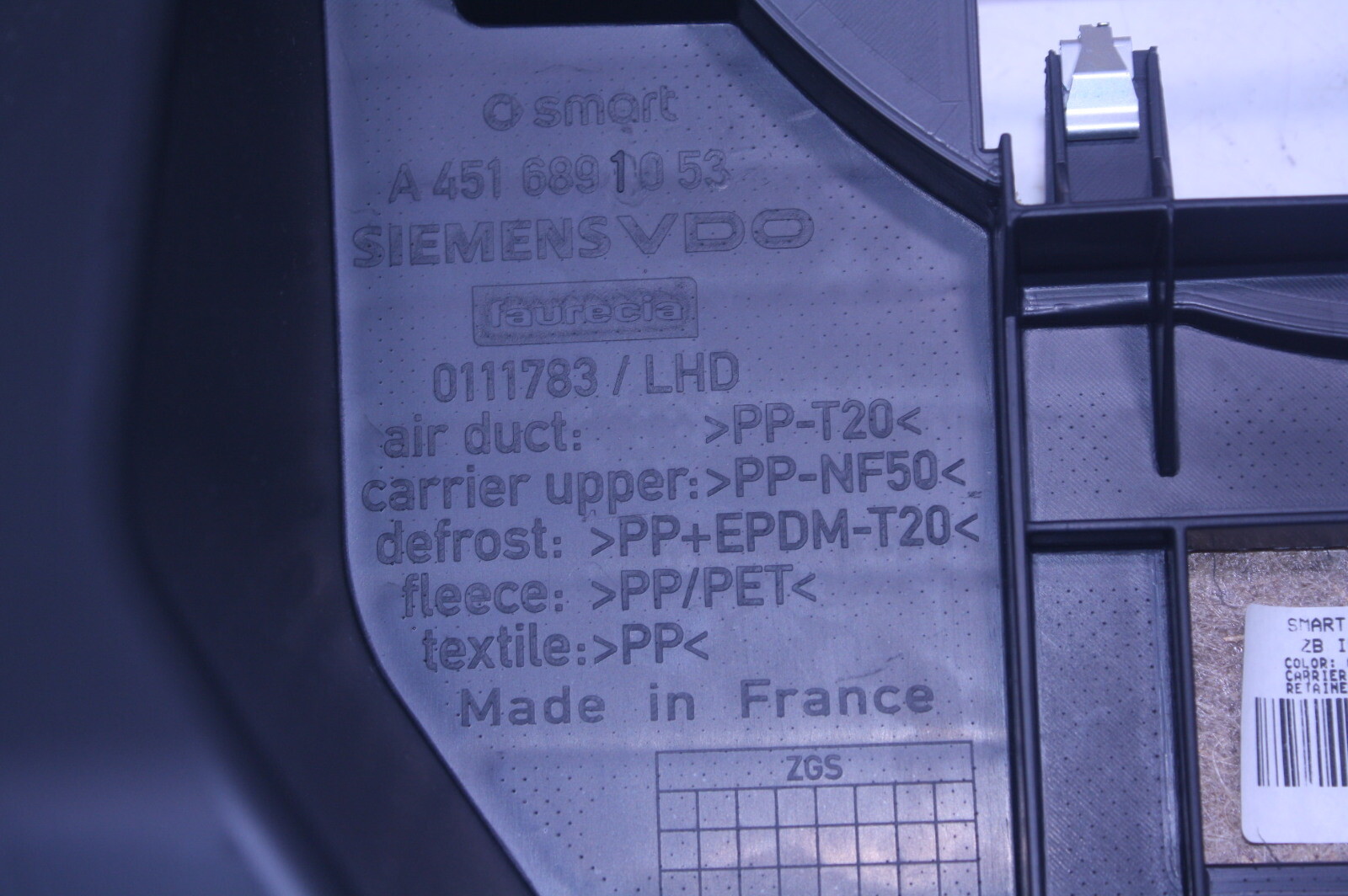 08 Smart FORTWO Dash Dashboard Panel A451 689 1053 for sale online | eBay