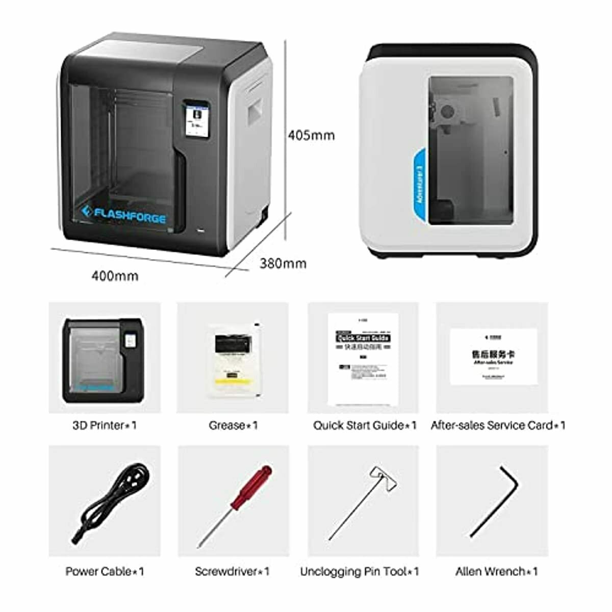 Flashforge 3D Printer Adventurer 3C Auto Leveling Removable and Heating ...