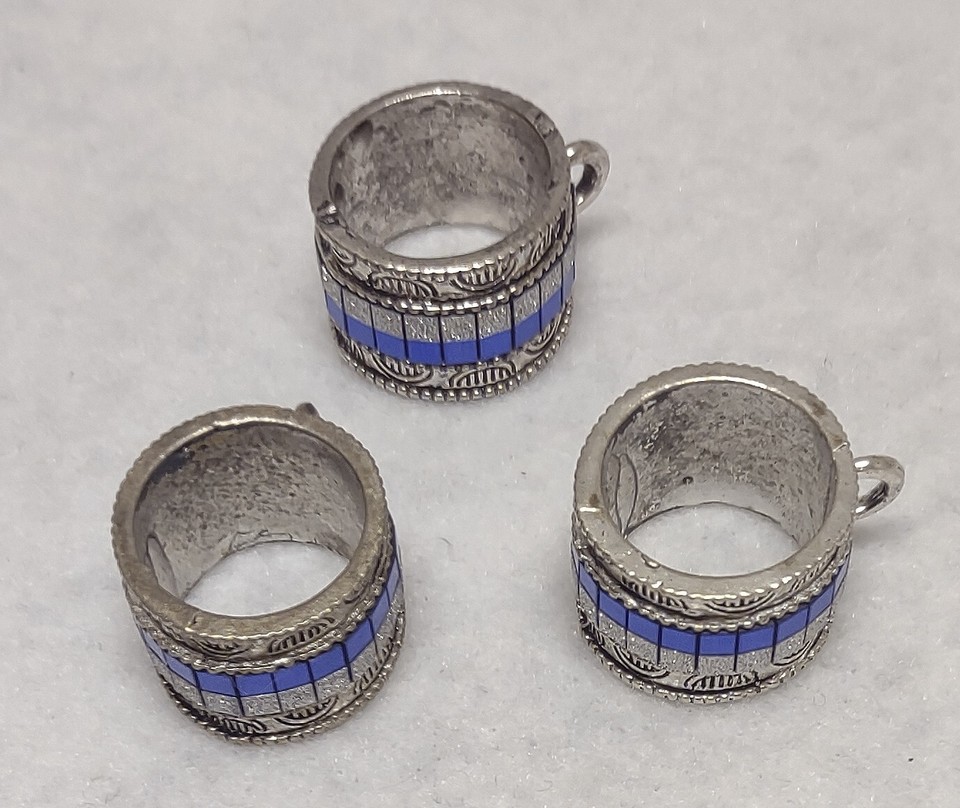 Blue Colored Glass Decorative METAL alloy Jewelry Scarf Slide Bails 3 ...