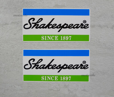 2x Shakespeare Stickers Decal Sponsor Fishing Fly Rod Bait Reel Tackle ...