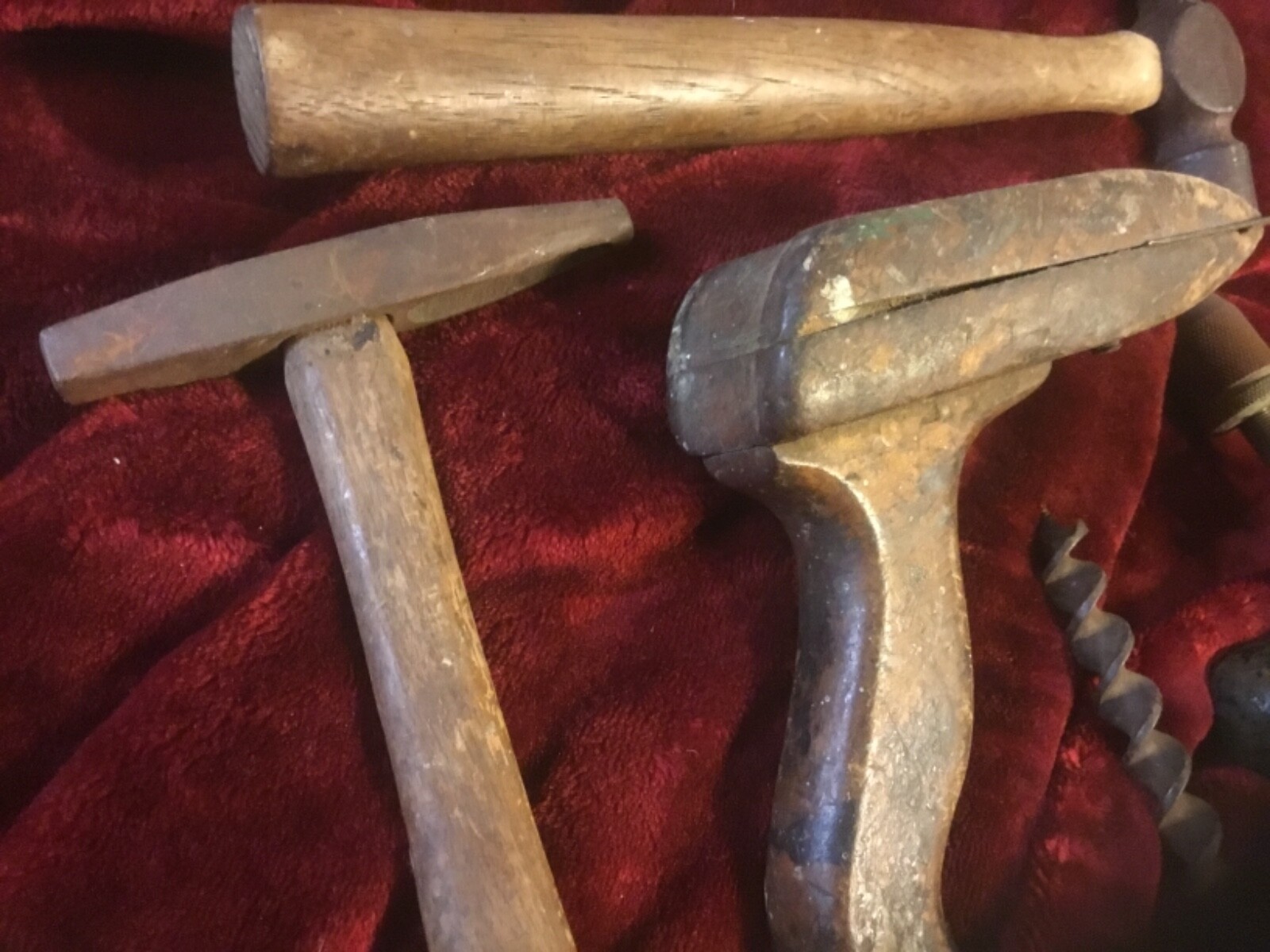Vintage hand tool set hand crank drill scraper hammers and bit very old ...