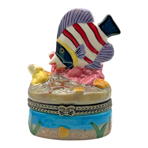 Salt Water Fish Porcelain Ceramic Hinged Trinket Box with Fish Trinket ...