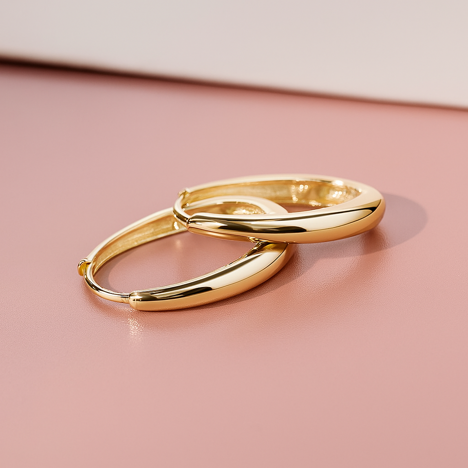Gold Plated Medium Size Hoop Earrings Fashion Jewelry Unisex Women Men ...