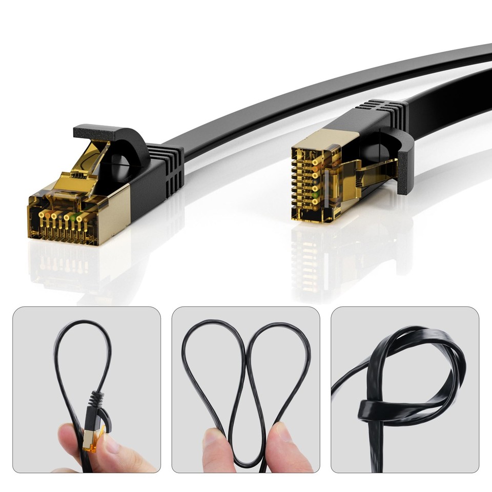 Cat 7 Ethernet Cable 2-Pack 6 FT, Cat7 Flat High Speed 10Gbps 6FT+6FT ...
