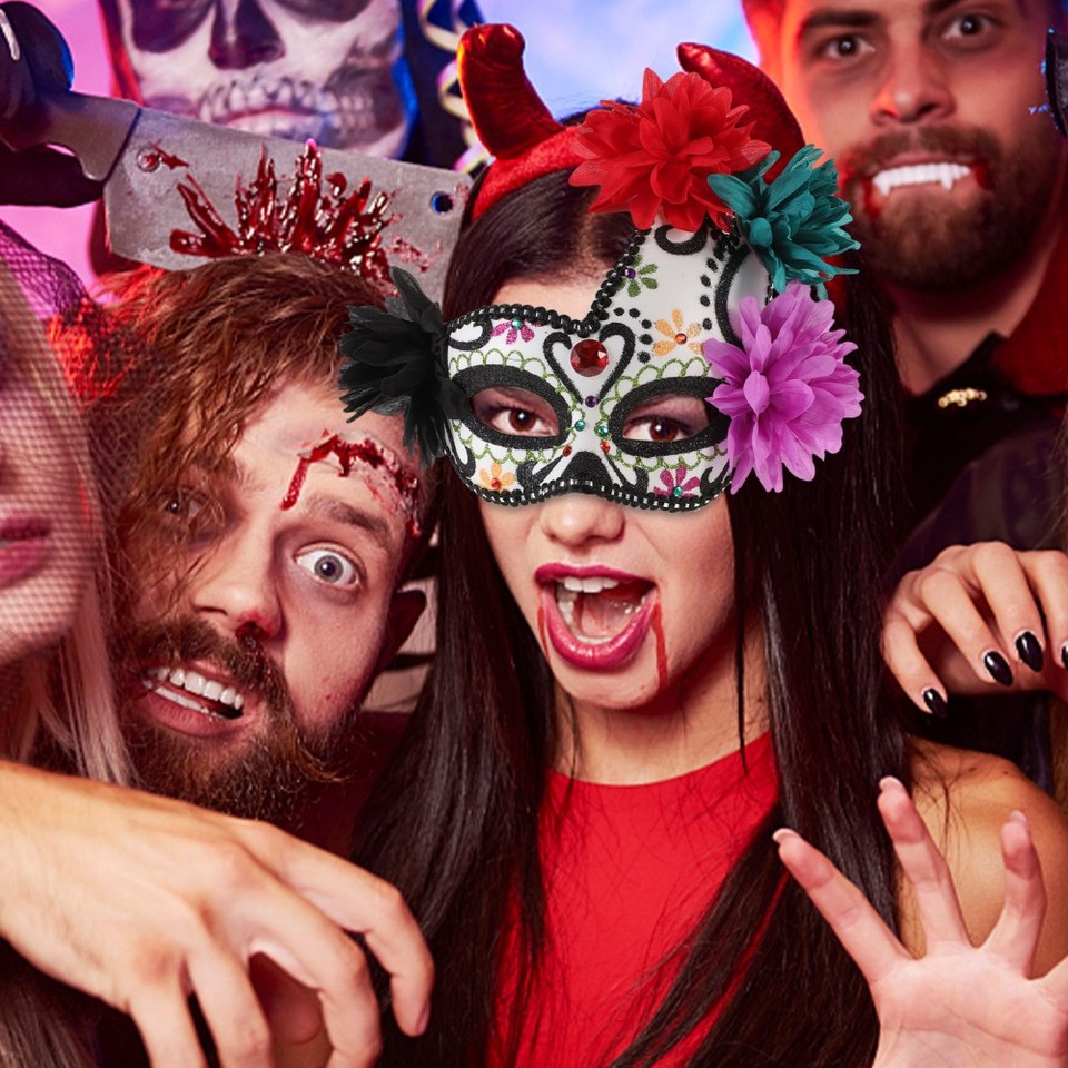 Masquerade Mask Fancy Dress Masks for Ball Mexican Day of The Dead ...