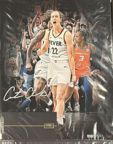 RARE!! Caitlin Clark Panini Autographed 16X20 Game Breaker COA LE # 33/ ...