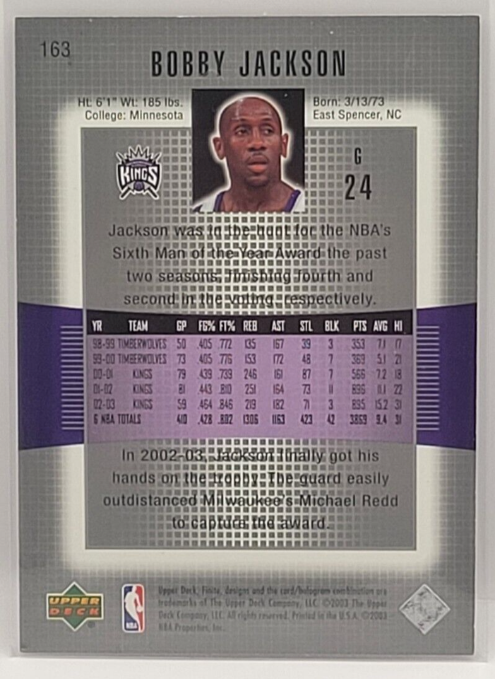 03-04 Upper Deck Finite Bobby Jackson Base Set (Sacramento Kings) #1998 ...