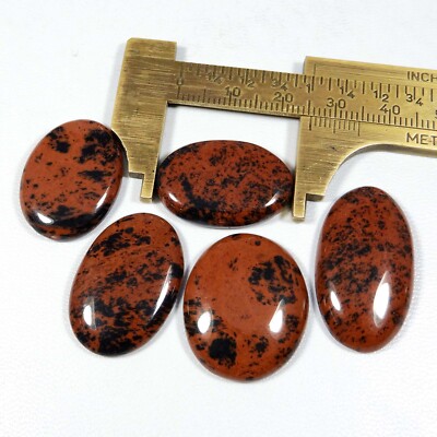 Natural Red Mahogany Obsidian Gemstone Wholesale Lot 4 Pcs Cabochon 91 ...
