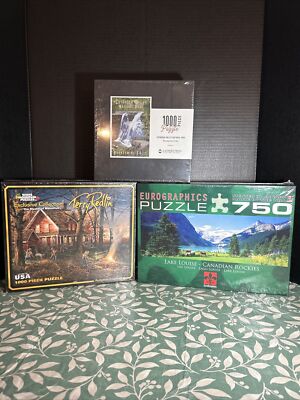 3 Puzzles- 1k Piece Autumn Evening, 1k Piece Brandywine Falls, 750 P ...