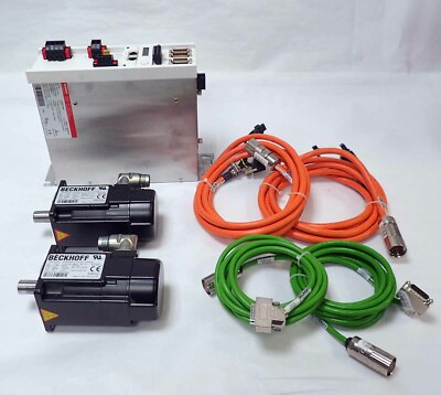 BECKHOFF 2-AM3041 SERVO MOTORS 1- AX5203-0000 DRIVE MOD, 2-ZK4500-0003/ ...