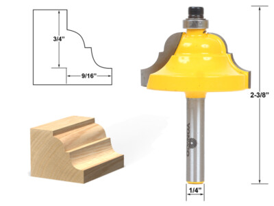 9/16" Classical Roman Ogee Edge Forming Router Bit - 1/4" Shank ...