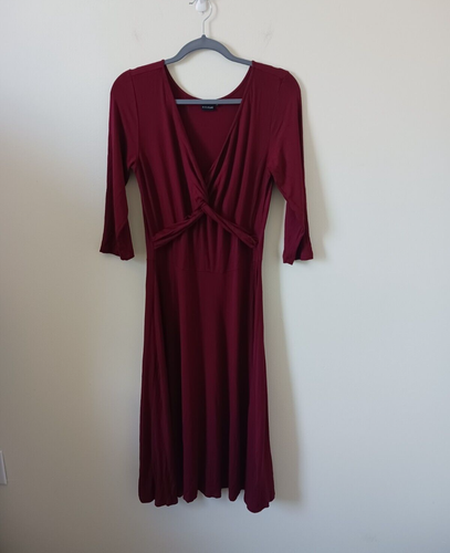 Bodyflirt Maxi Dress Womens Size M Burgundy 3/4 Sleeve Stretch V Neck ...