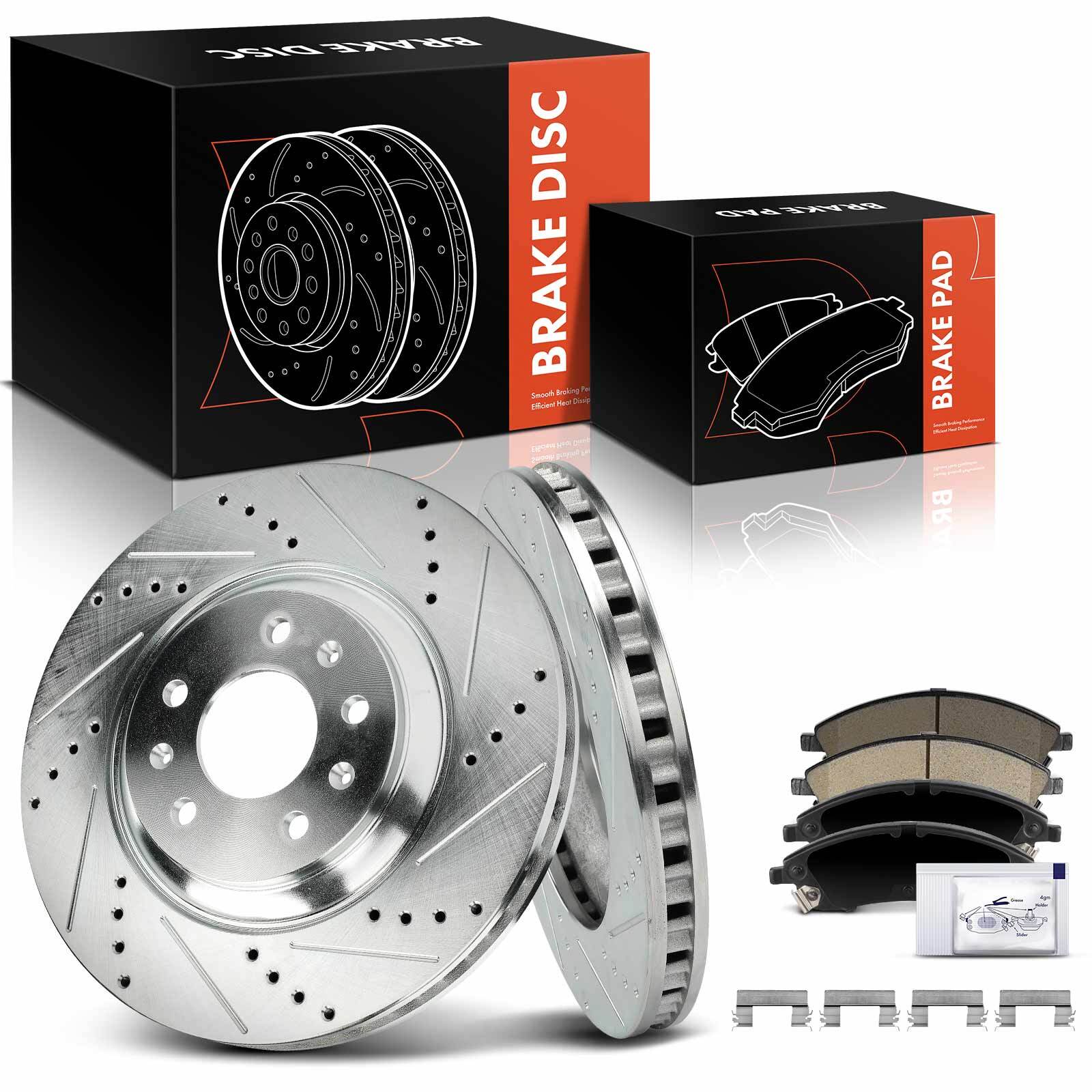 6Pcs Front Drilled Brake Rotor & Ceramic Brake Pad for Cadillac CTS STS ...