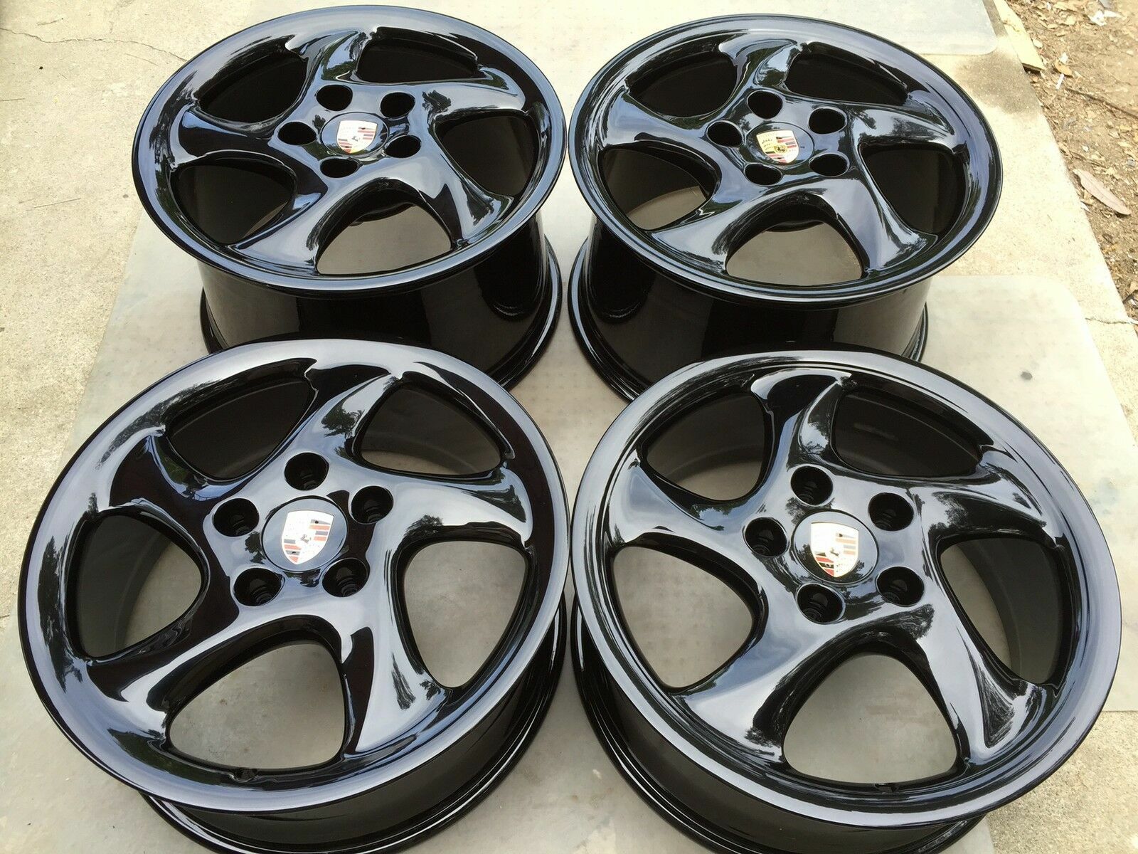 18" NEW BLACK OEM ORIGINAL FACTORY PORSCHE 911 TURBO TWIST WHEELS ...