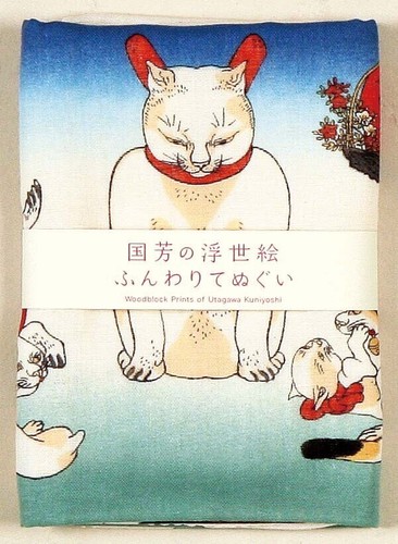 Japanese Cotton Tenugui Tapestry Hand Towel Bento Kuniyoshi Ukiyoe Cat ...