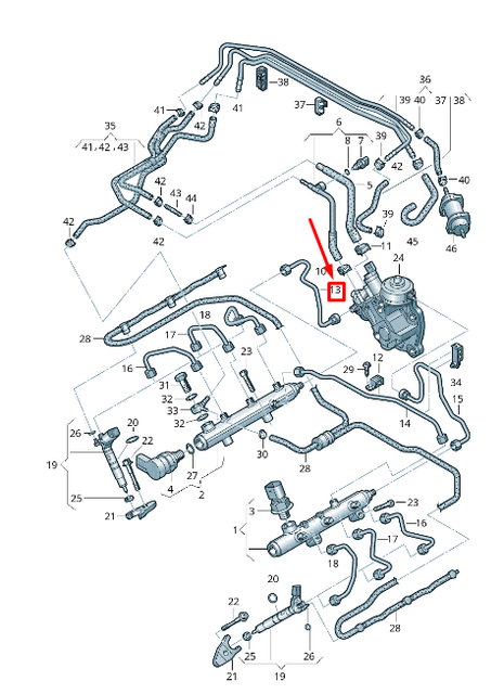 2012 VW Audi 3.0 TDI CJMA Fuel Pressure Pipe Line 059130312AC OEM for ...