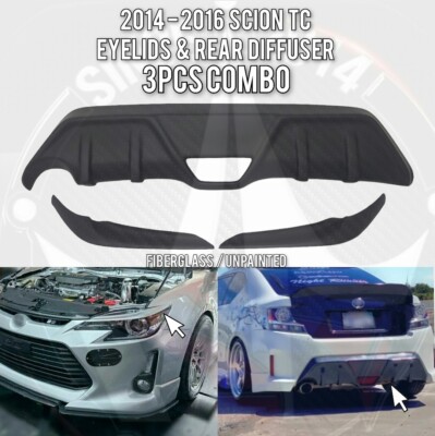 2014-2016 scion tc rear diffuser & Eyelids 3pcs Combo Unpainted ...