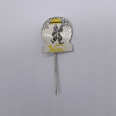 Vintage Venz Yellow White Clown Holding Umbrella German Stick Lapel Hat ...