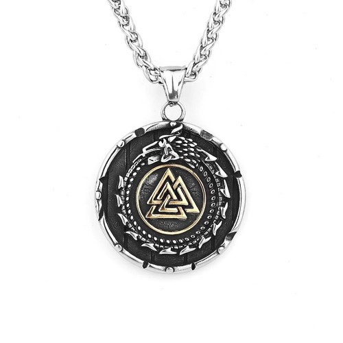 Viking Dragon Odin Triangle Rune Pendant Men's Stainless Steel Pendant ...
