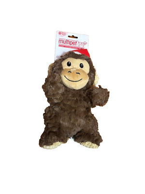 Multipet Wrinkles Wrinkleez Monkey Santa Hat 9" Snuggles Comfort Dog ...