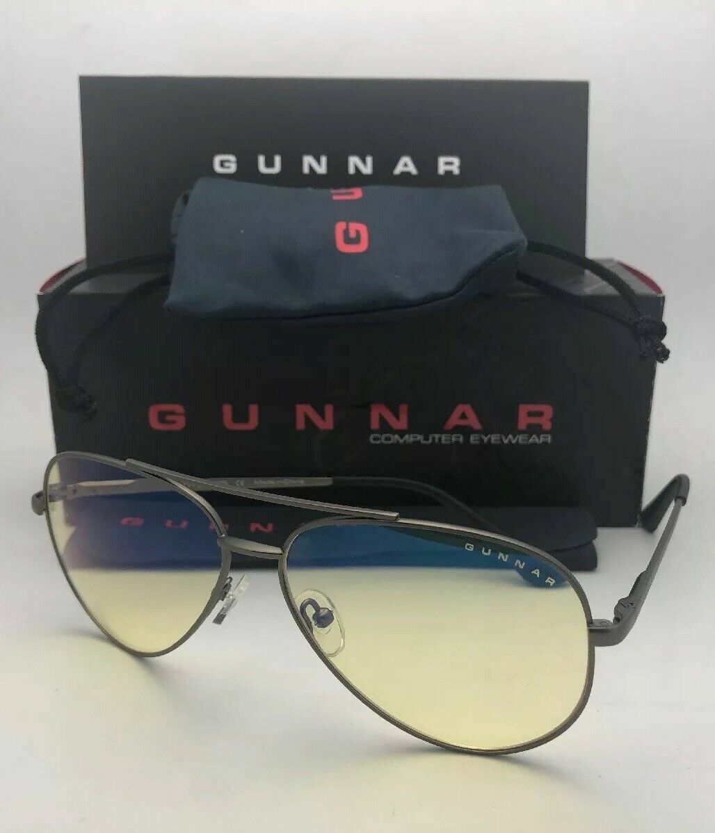 GUNNAR Optiks Maverick Computer Eyeglasses Gunmetal Frame Amber Lens ...