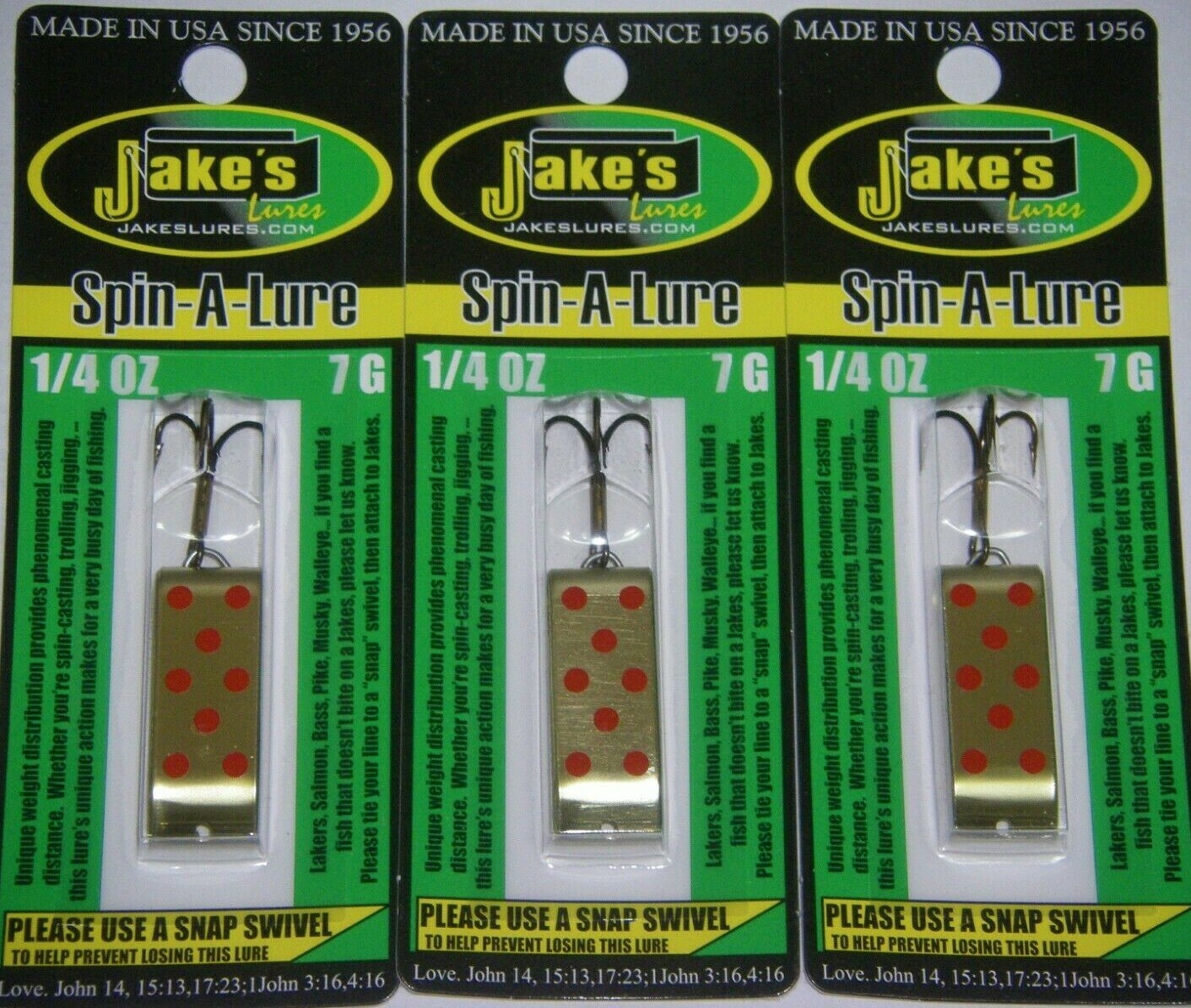 Jake's Lures SP 2 3silver Spin 2/3oz Silver W Red Fishing Lure Spinner ...