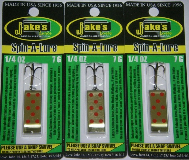 Jake's Lures SP 2 3silver Spin 2/3oz Silver W Red Fishing Lure Spinner ...