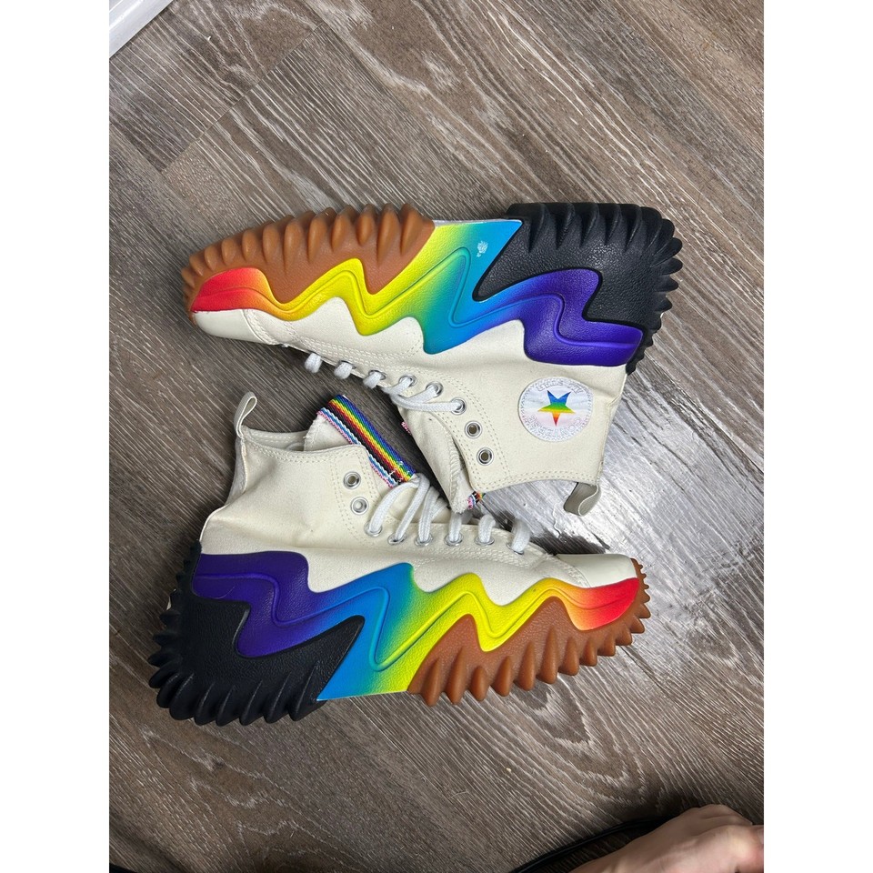 Converse run star motion platform rainbow high pride shoes womens size ...