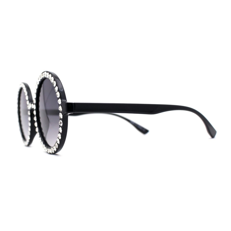 Womens Full Rhinestone Wizard Round Circle Lens Plastic Sunglasses | eBay