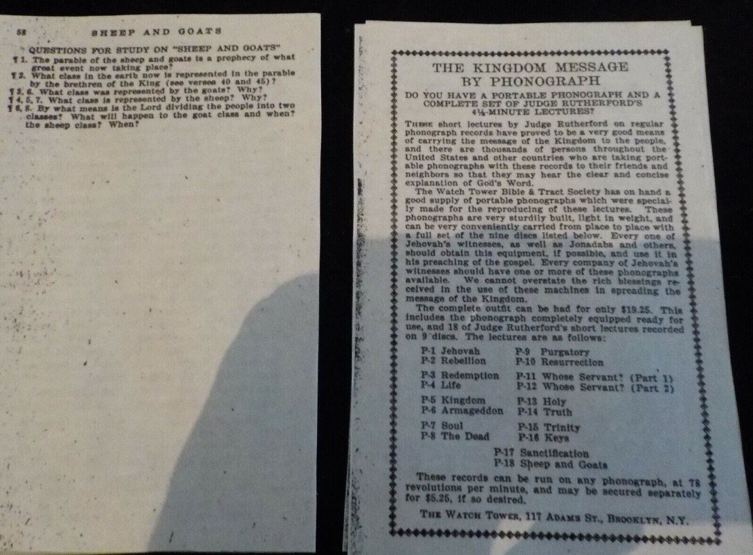 JUDGE RUTHERFORD PHONOGRAPH LECTURES 1934 X-RARE Watchtower | eBay UK