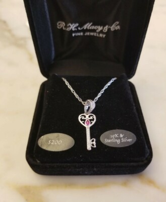 Valentine's Day Women's 10k & Sterling Silver Key Heart Necklace | eBay