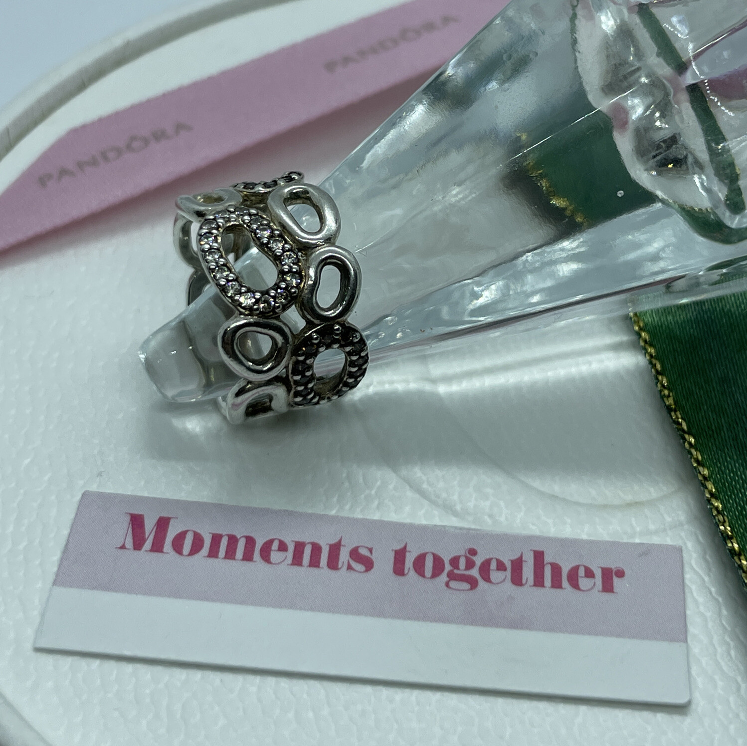 Pandora Circle of Friends Ring clear and brown CZ #19… - Gem